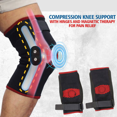 Compression Knee Support with Hinges And Magnetic Therapy for Pain Rel ...